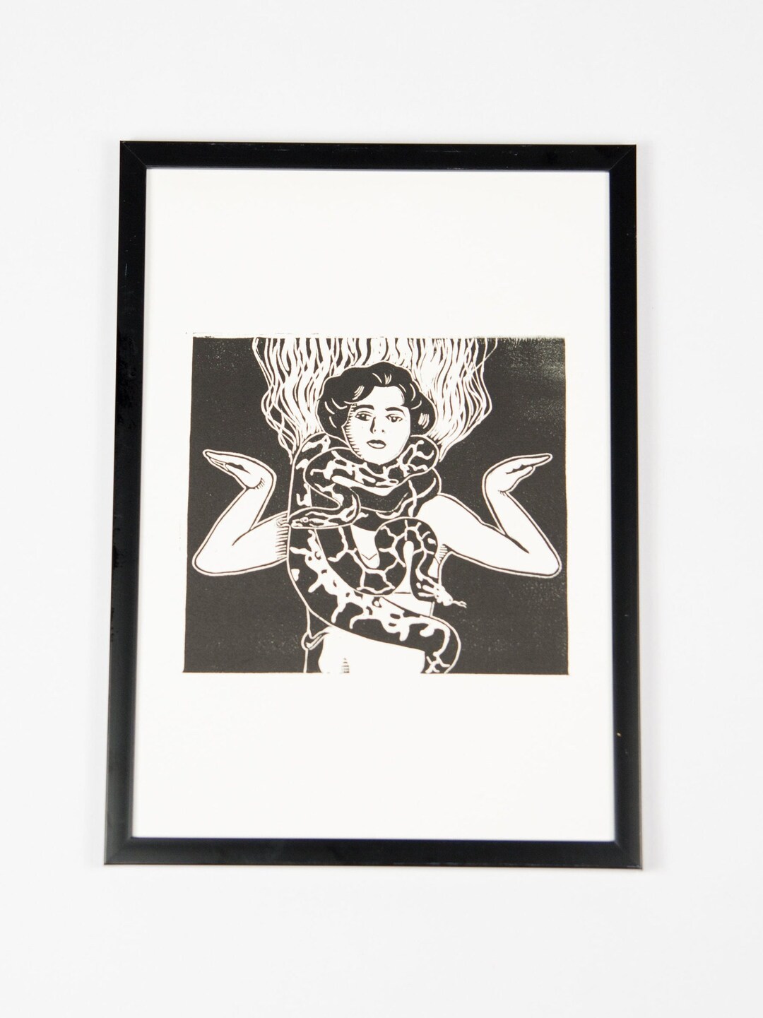 Snake Woman Original Linocut Snake Lady Circus Linocut A4 30 - Etsy