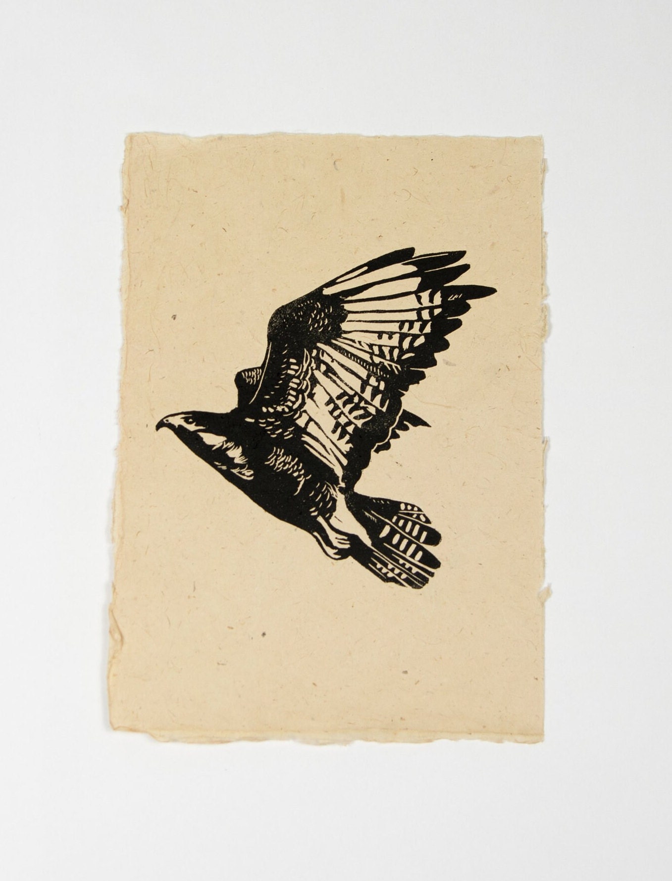 Flying Buzzard Original Linocut Linocut Blockprint Bird of Prey Linocut ...