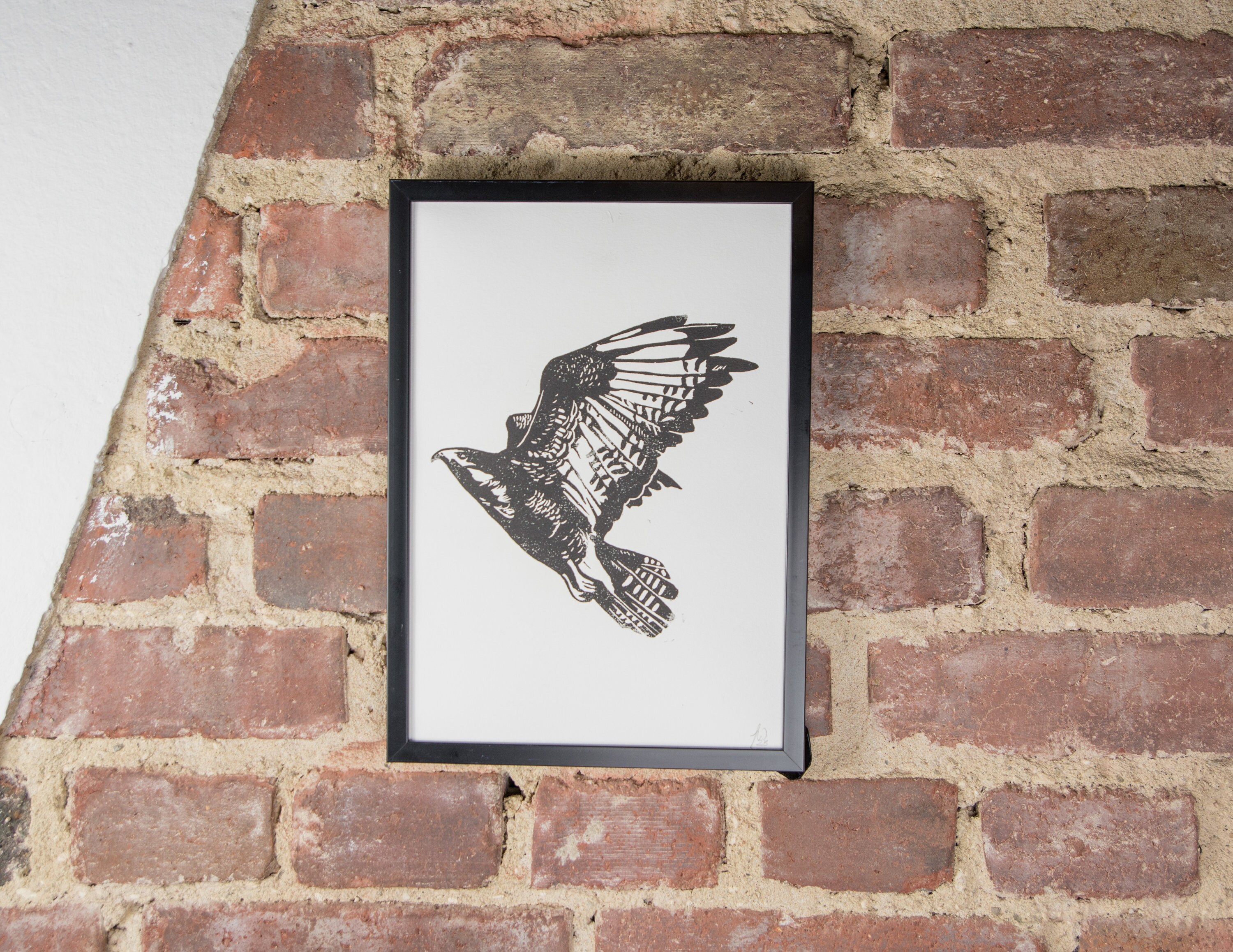 Flying Buzzard Original Linocut Linocut Blockprint Bird of Prey Linocut ...