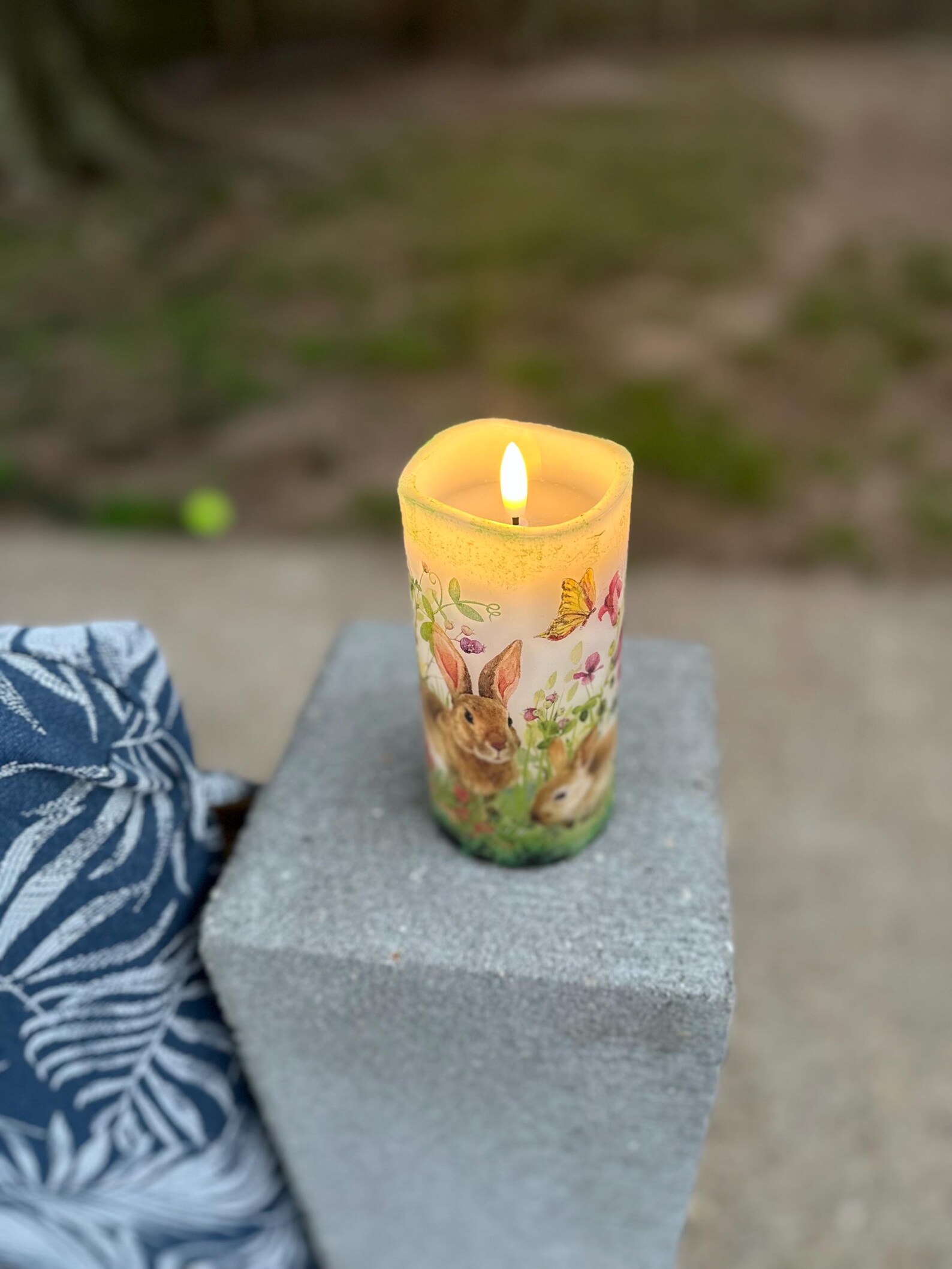 Easter Bunny Flameless Candle: Butterfly Accent, 6-inch, Remote ...