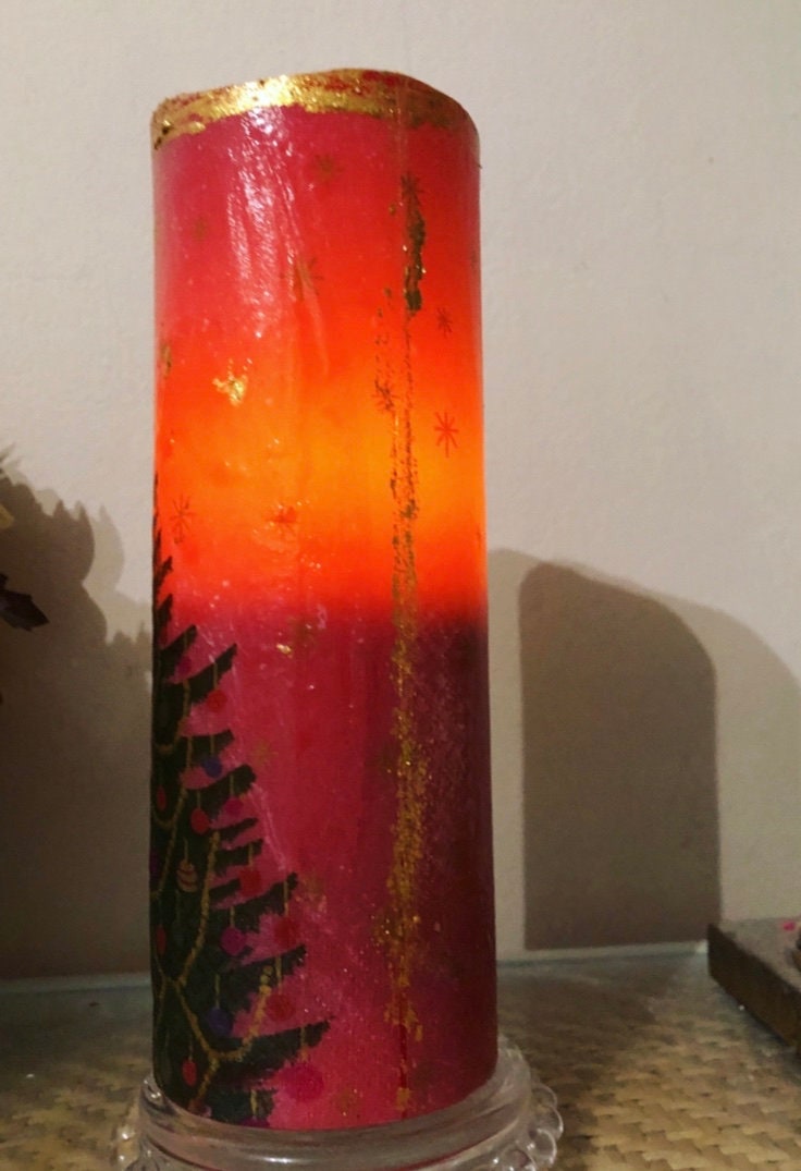 8 Inch Tall 3 Inch Wide Distressed Christmas Tree Flameless - Etsy