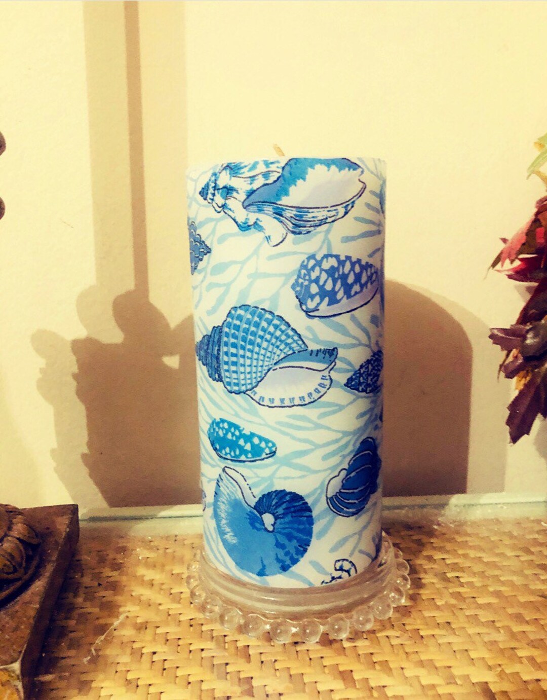 6 Inch Tall Seashell Pillar Candle With Coconut Lemongrass or White ...