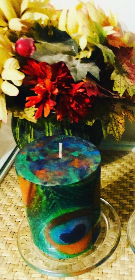 4 Inch Tall Scented Peacock Feather Candle Free Shipping - Etsy