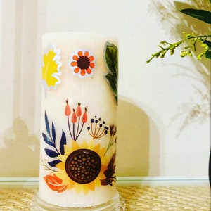 6 Inch Tall Ribbed Fall Pillar Candle With Vanilla Butter Cream ...