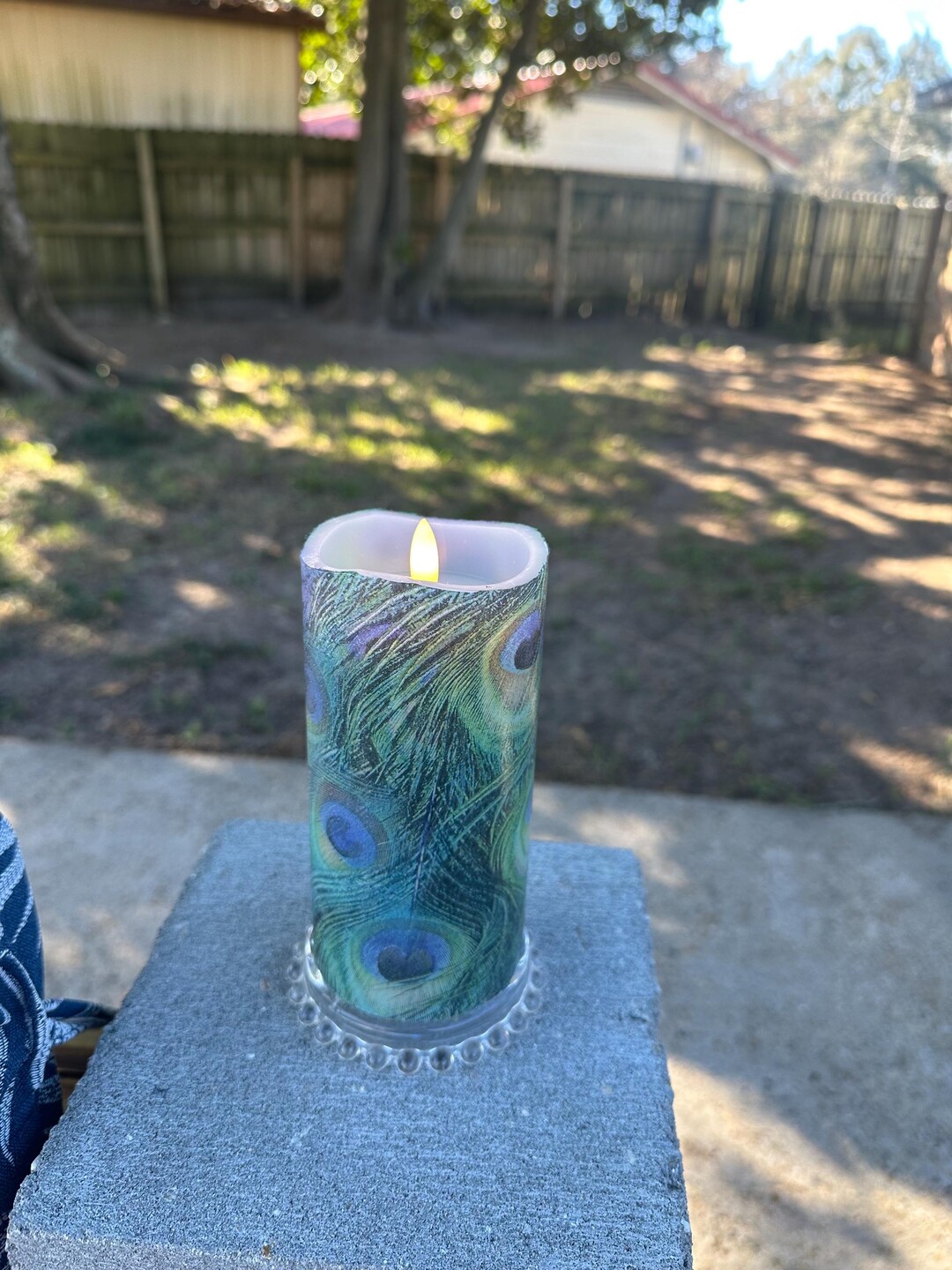 6 Inch Tall Peacock Flameless Candle On/off Switch With Remote ...