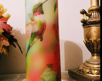 LED Candle With Hummingbirds on Wisteria - Etsy