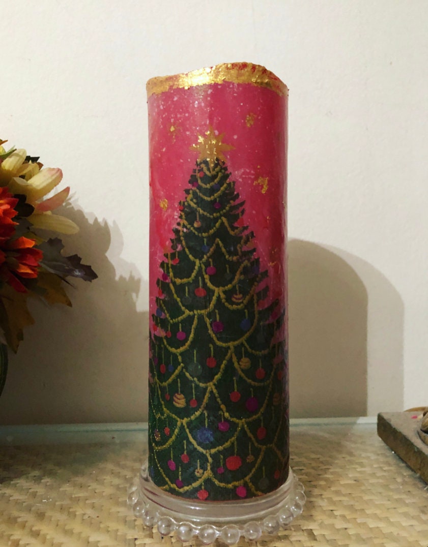 8 Inch Tall 3 Inch Wide Distressed Christmas Tree Flameless - Etsy