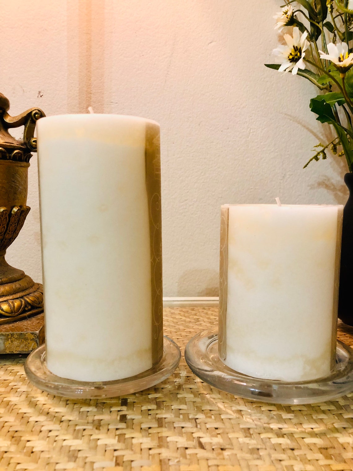 Home Sweet Home Pillar Candles 6 and 4 Inches Tall With Vanilla Latte ...