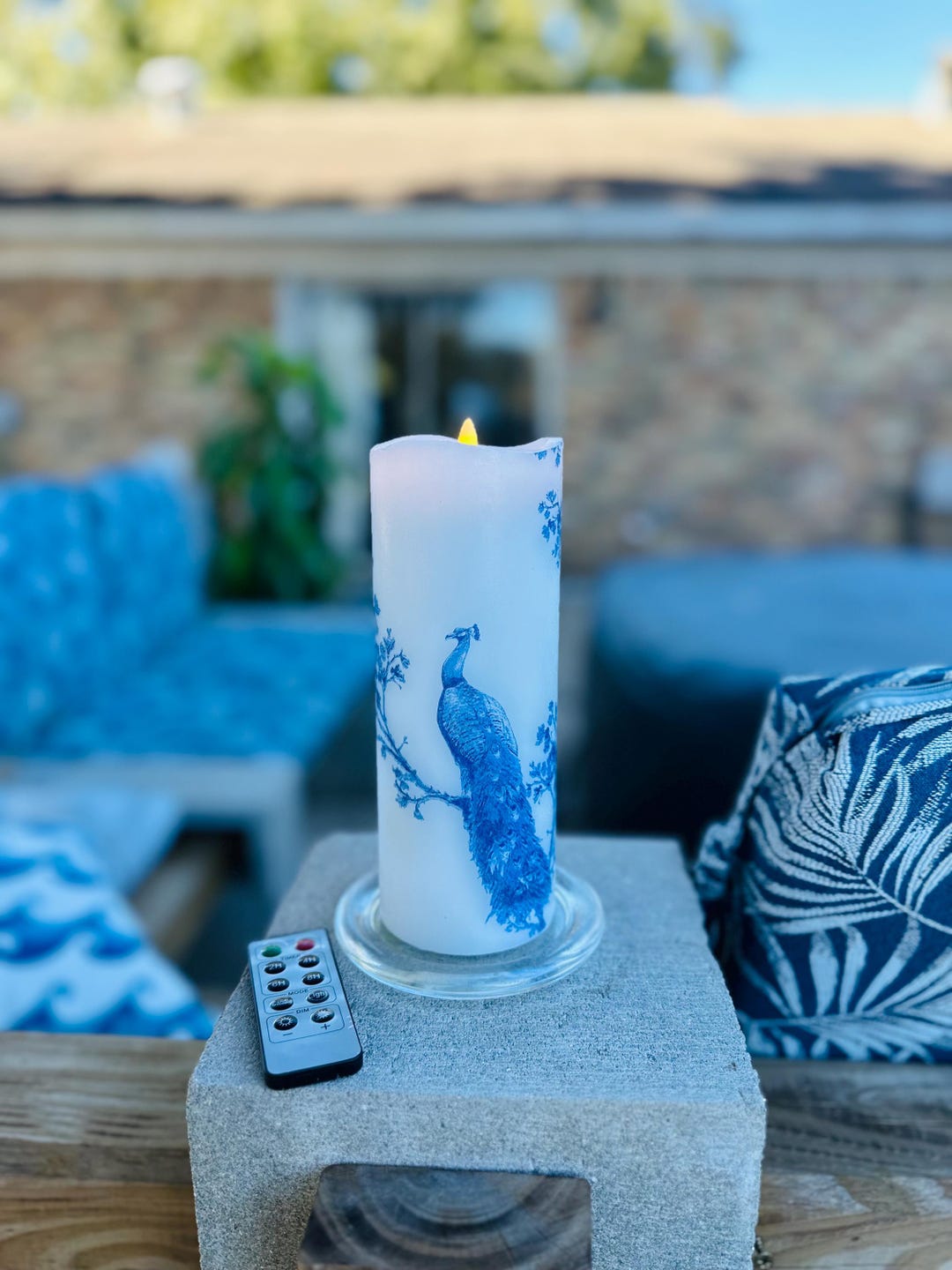 Peacock Flameless Candle With Remote Timer - Etsy