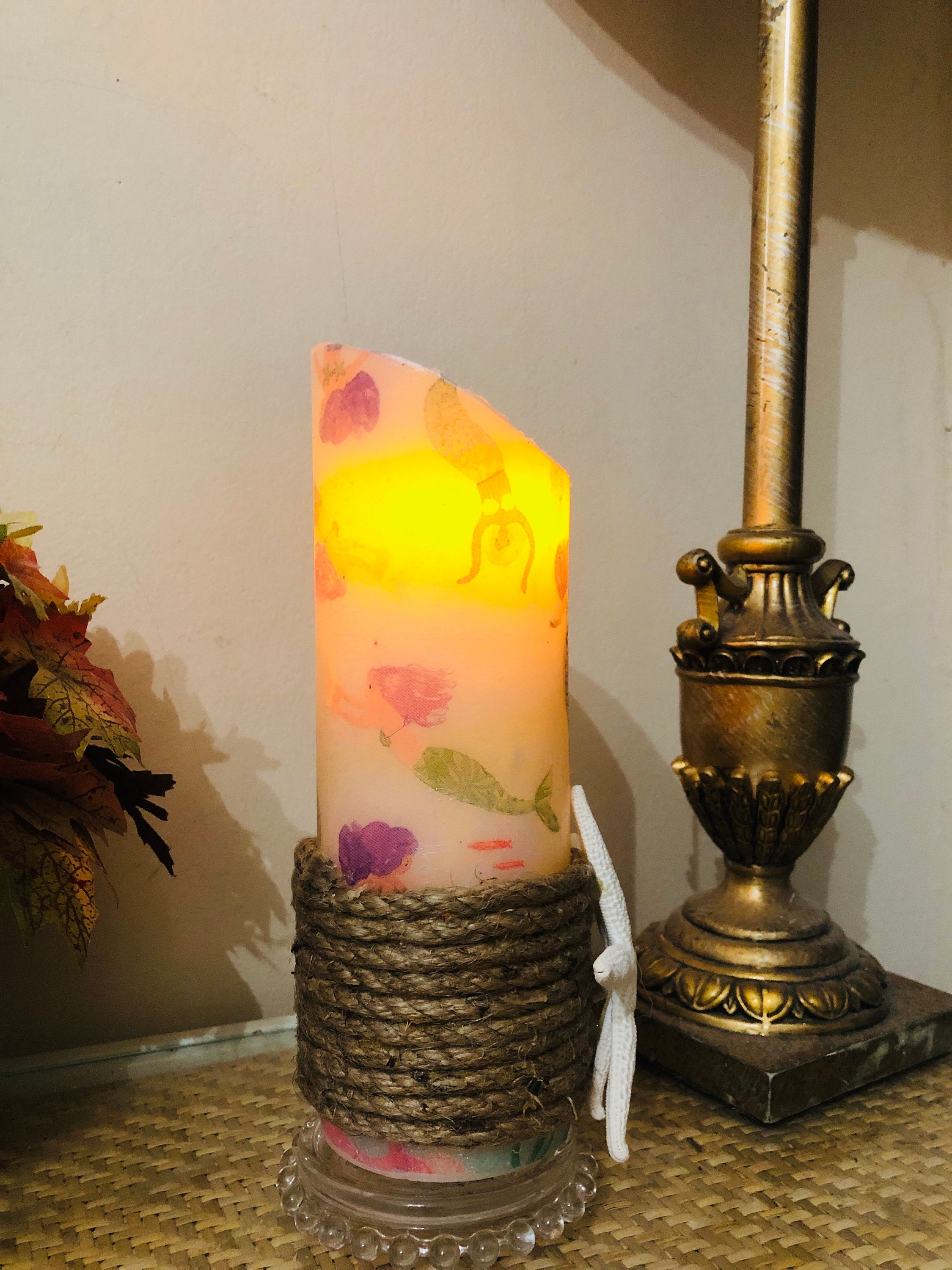 9 Inch Tall Beautiful Mermaid Flameless Starfish Candle With - Etsy