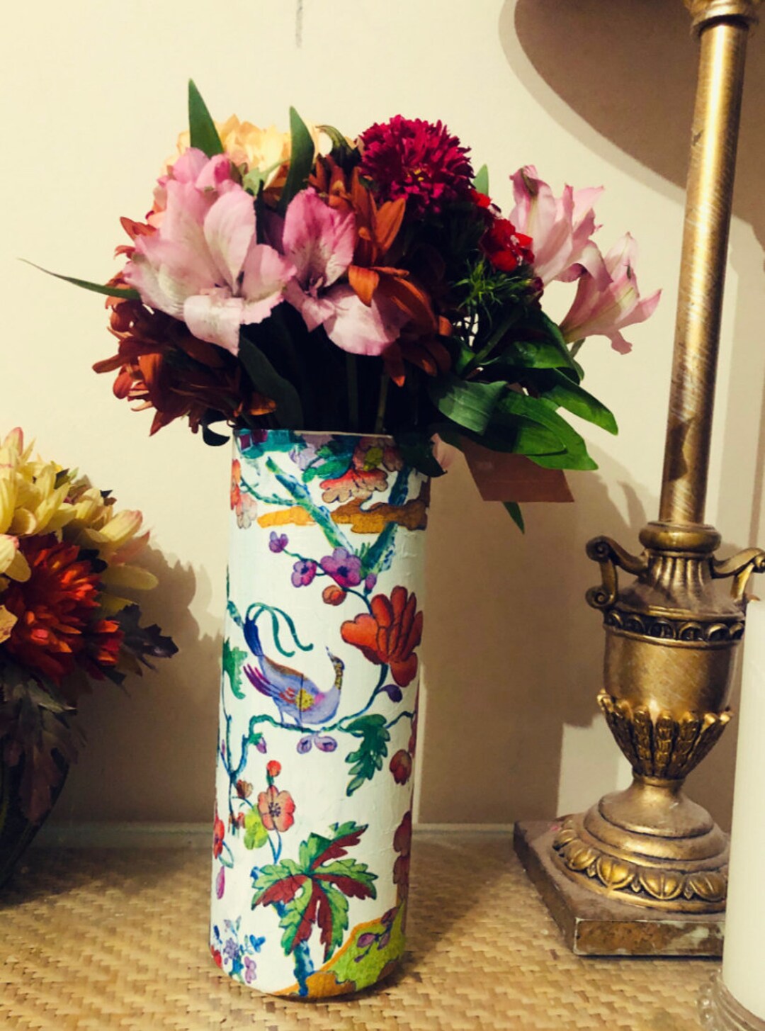 9 Inch Tall Beautiful Textured Floral Glass Vase - Etsy