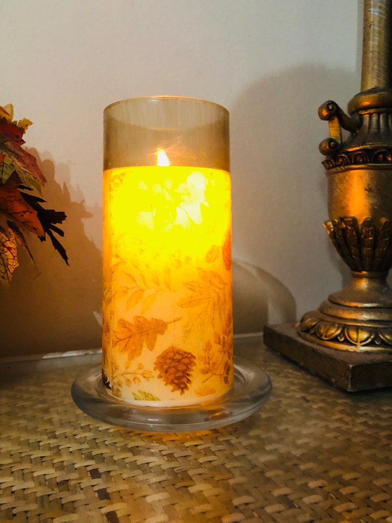 6 Inch Tall Tinted Top and Fall Leaf Realistic Flickering - Etsy