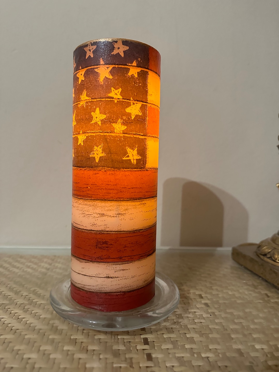 8 Inch Tall Patriotic American Flag Flameless Candle With Vanilla Scent ...
