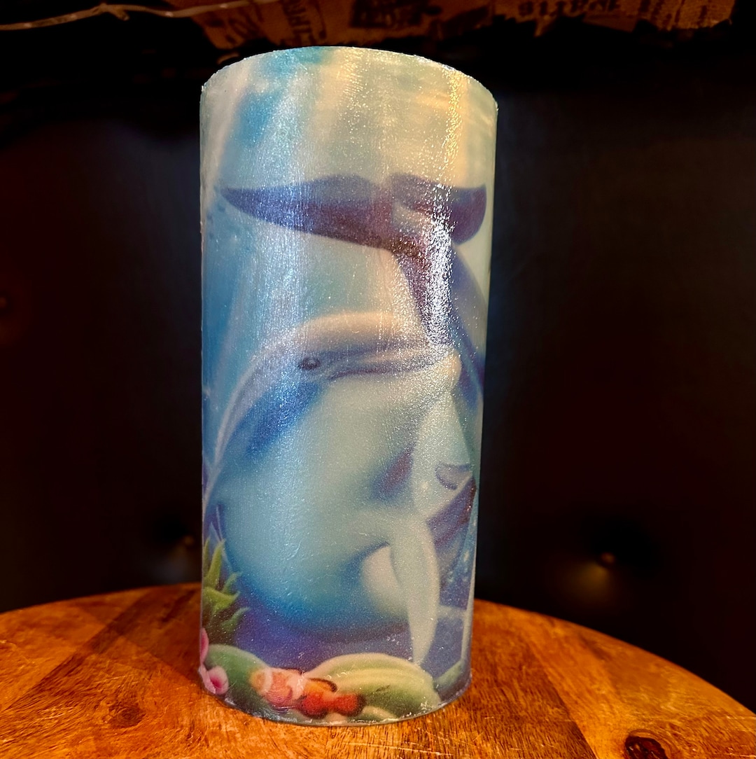 Dolphin and Calf Flameless Candle: 8-inch Night Light - Etsy