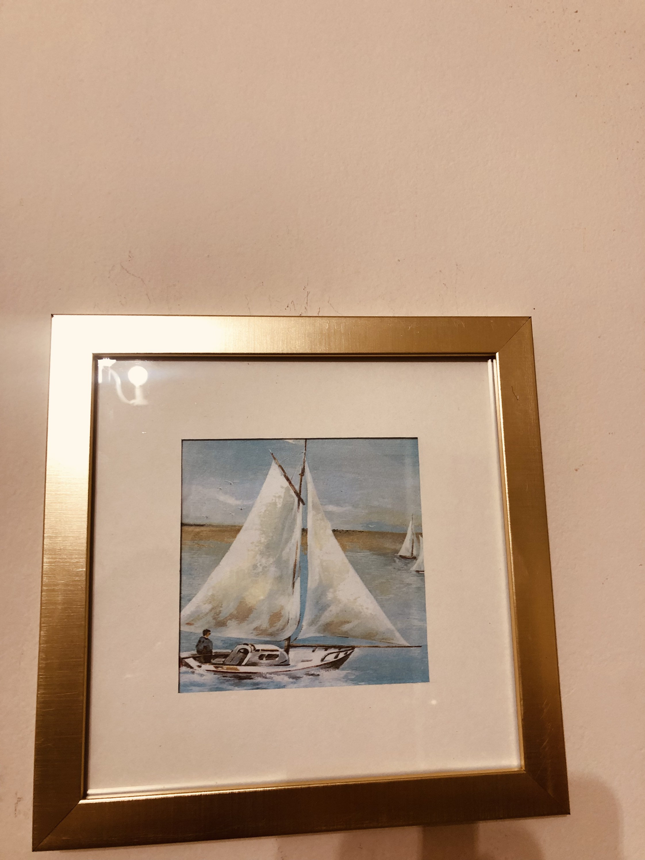 Beautiful Sailboat Gold Frame 9x9 Entire Picture Including Frame Size ...