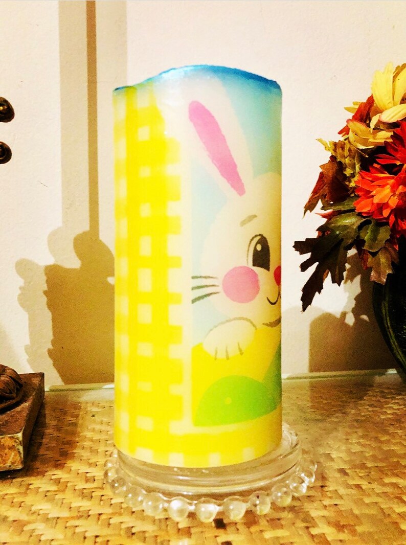 Easter Bunny & Chick Flameless LED Pillar Candle With Timer - Etsy