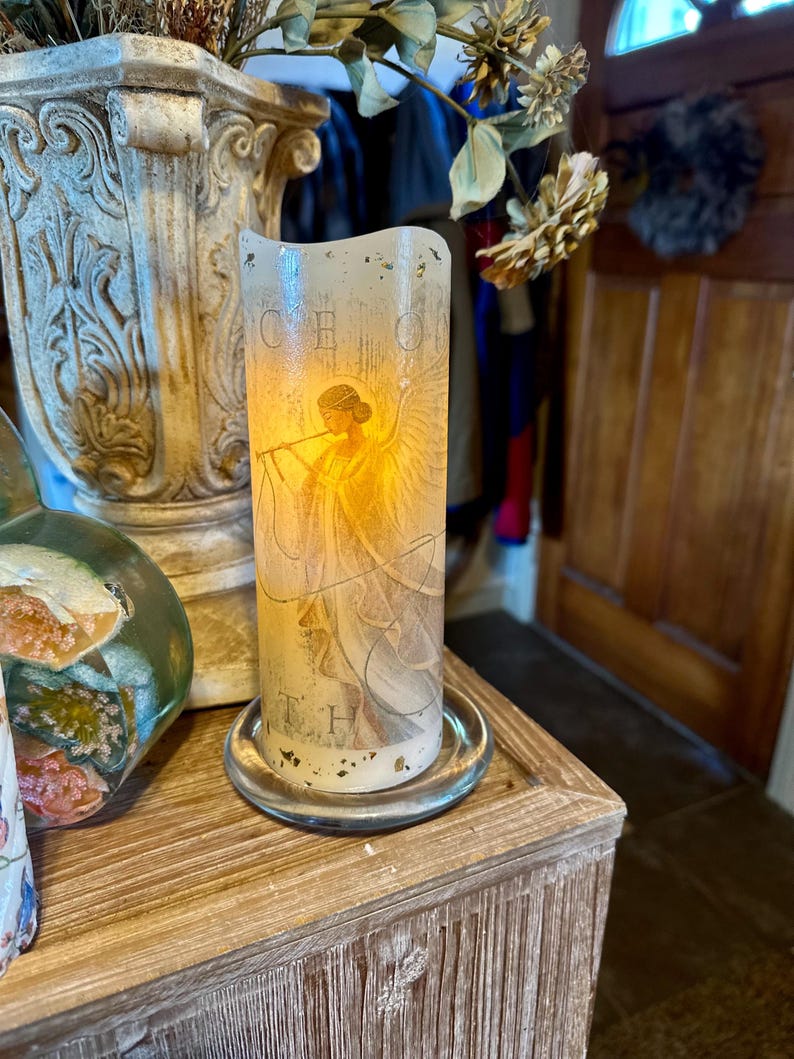 Peace on Earth Angel Flameless Candle With Timer (batteries Included ...
