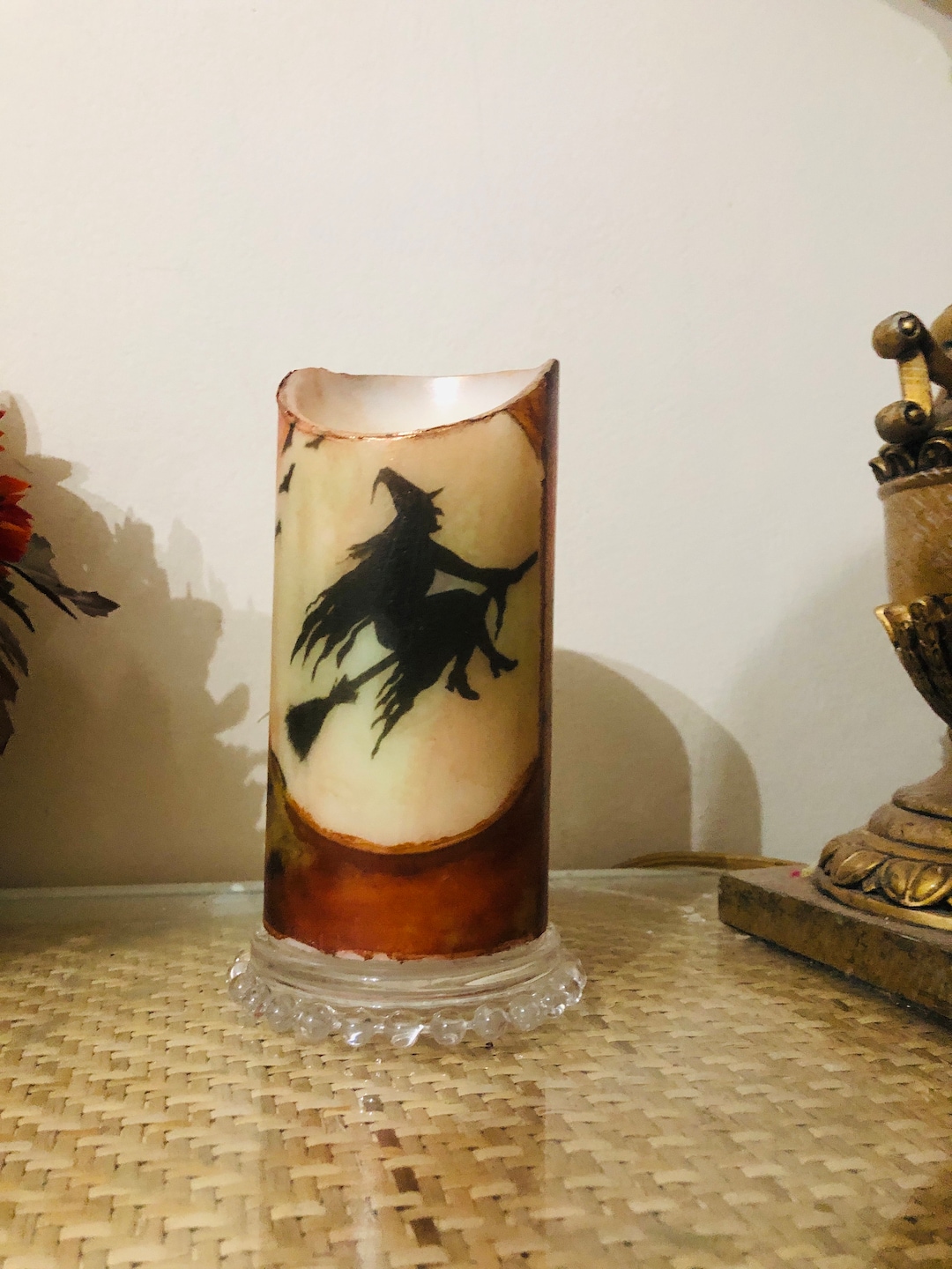 Halloween Witch Flameless Pillar Candle: Canyon Woods Scent, 6 Inch - Etsy