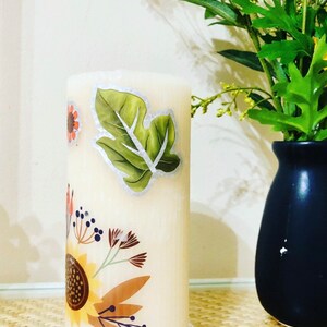 6 Inch Tall Ribbed Fall Pillar Candle With Vanilla Butter Cream ...