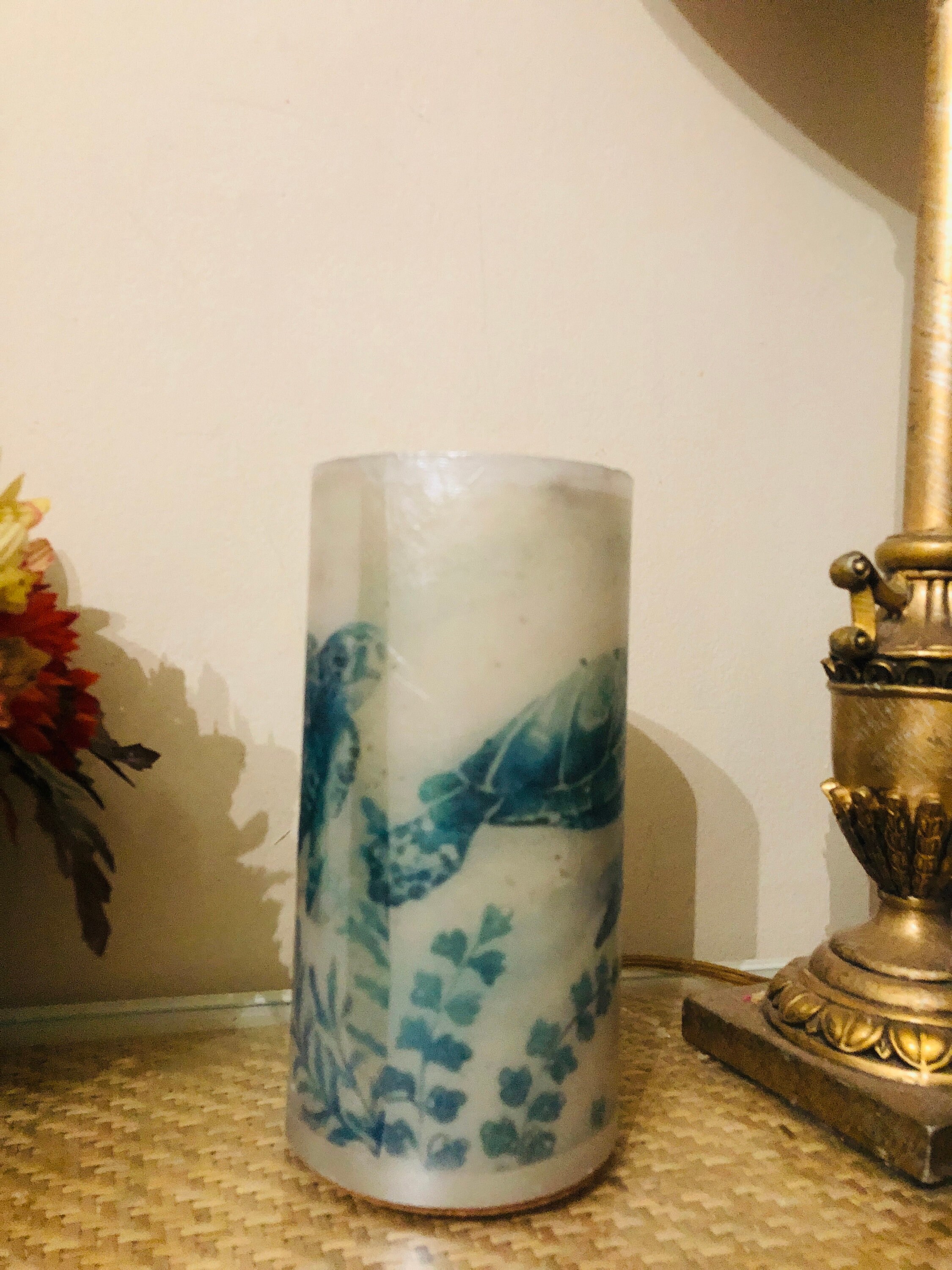 8 Inch Tall 4 Inch Wide Sea Turtle Flameless Pillar Candle With Sea ...