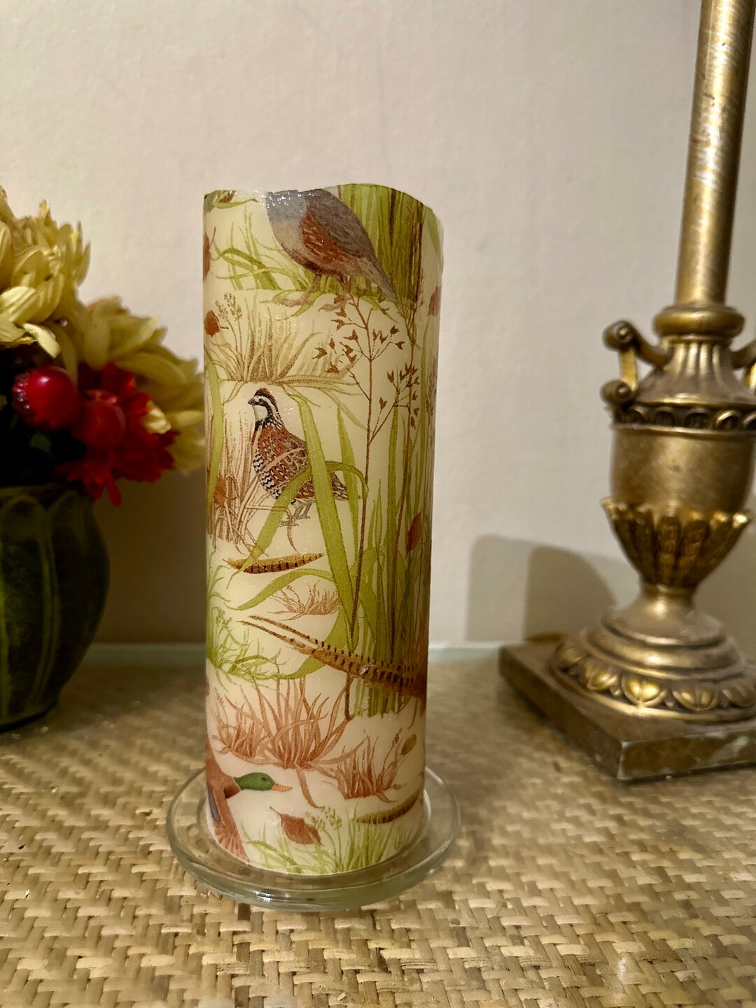 8 Inch Tall 3 Inch Wide Fall Pheasant Bird Flameless Candle Batteries ...
