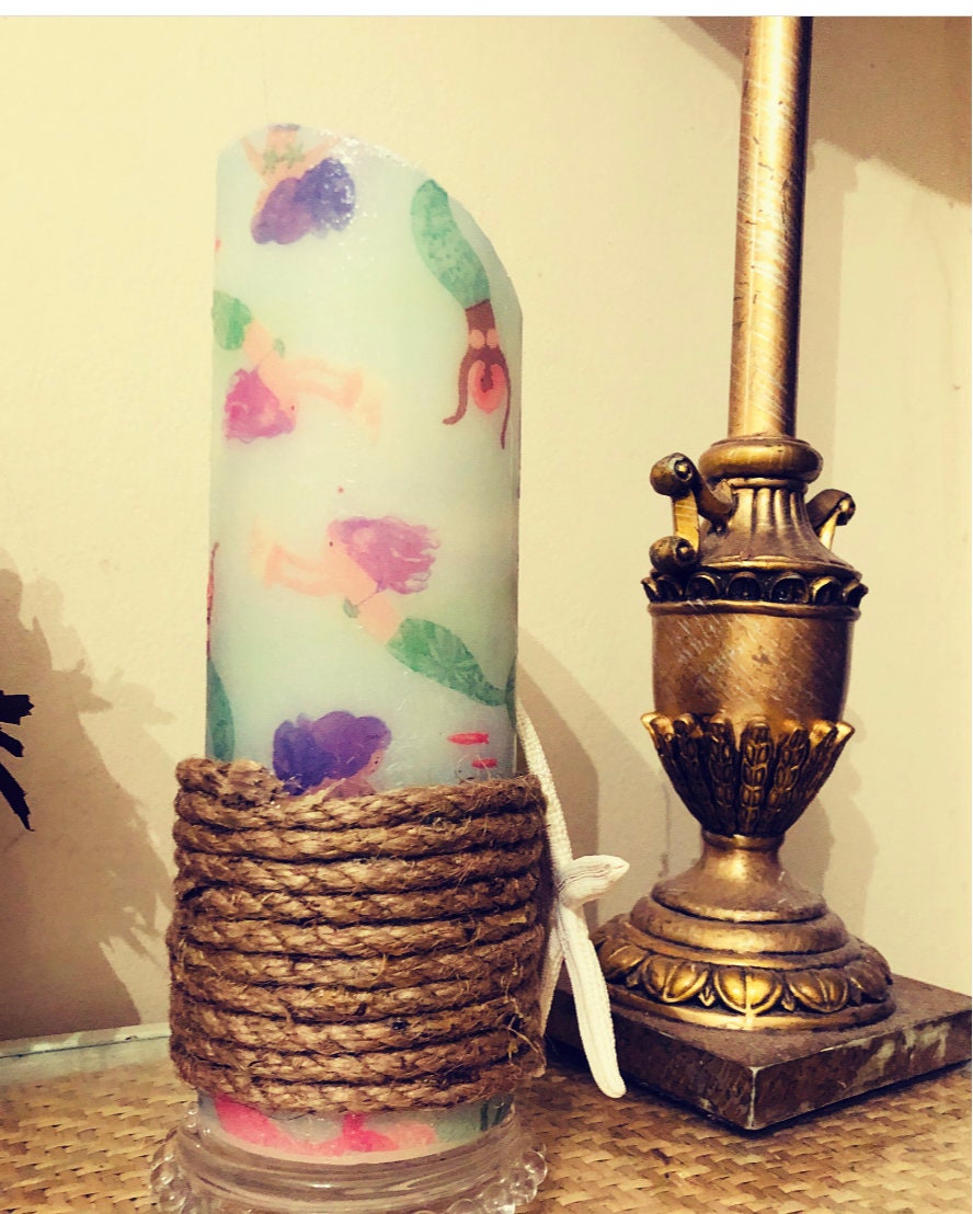 9 Inch Tall Beautiful Mermaid Flameless Starfish Candle With - Etsy