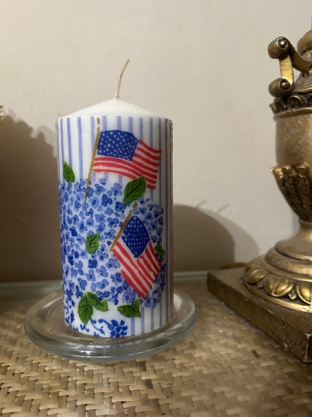 American Flag Pillar Candle: Floral Fragrance, 5.5 Inch - Etsy