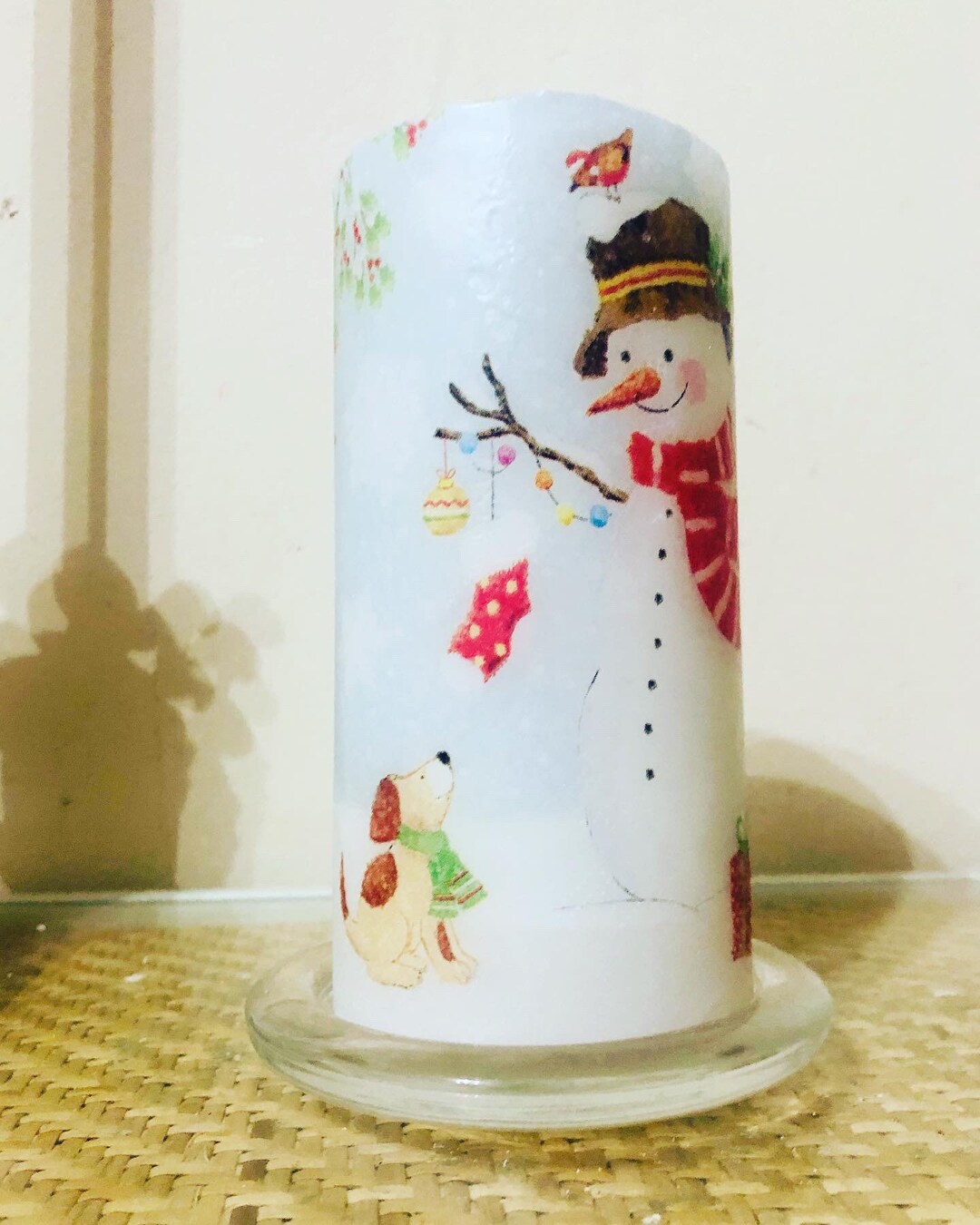 Christmas Snowman Pillar Candle: Vanilla Cream Scent, Holiday Decor (6 ...