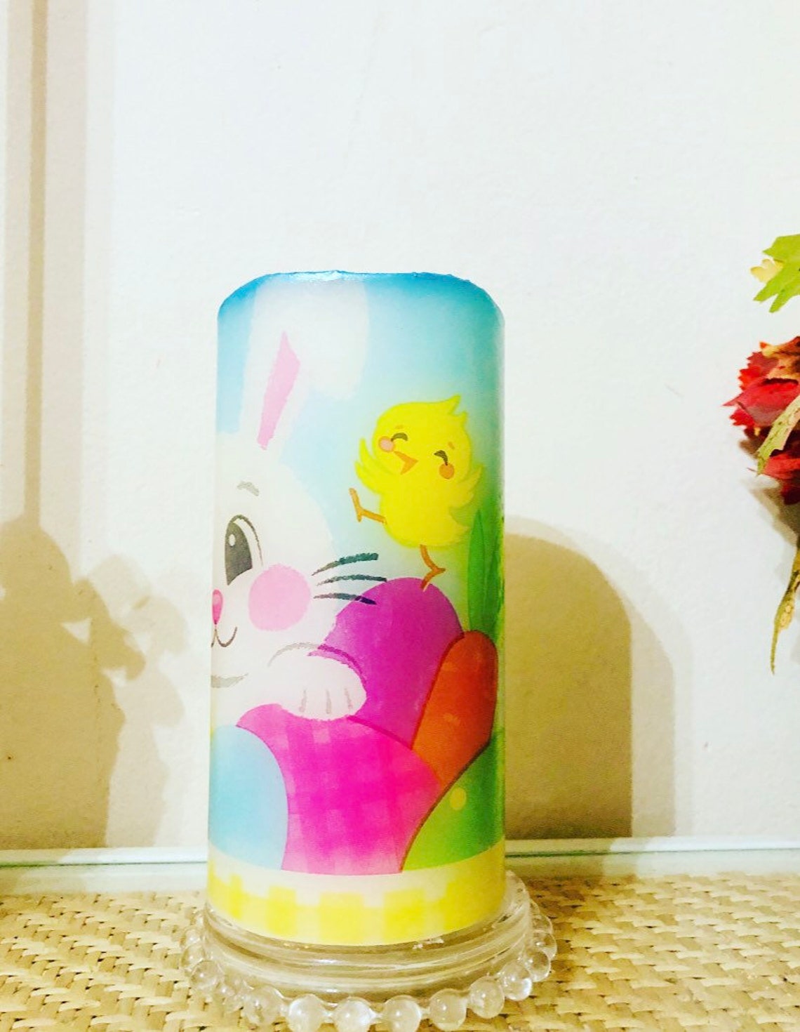 Easter Bunny & Chick Flameless LED Pillar Candle With Timer - Etsy