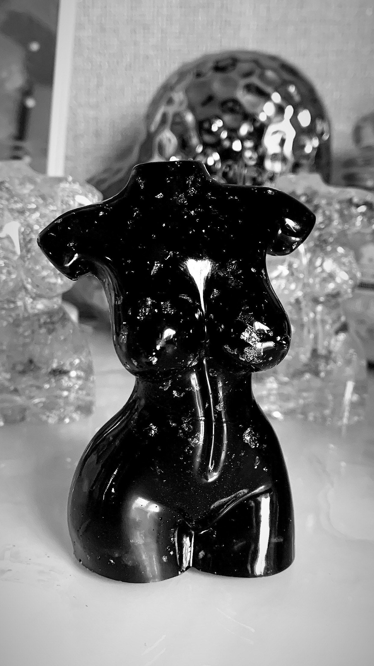 Obsidian Crystal Female Resin Statue | Etsy