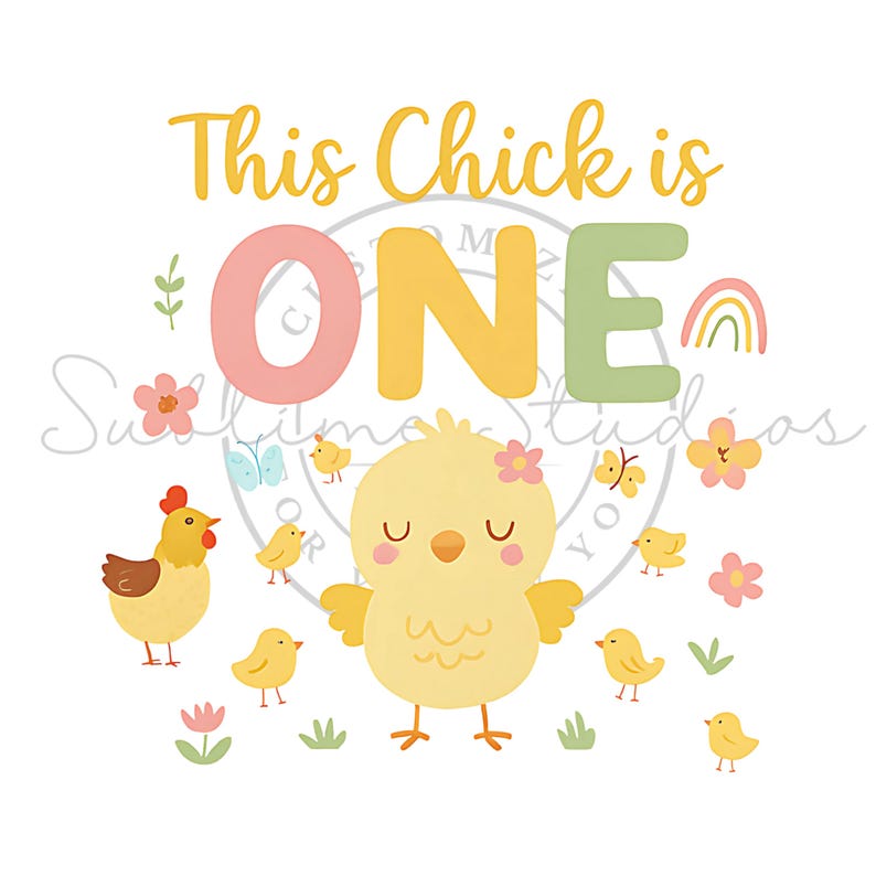 Chick is One Birthday Pattern: Chicken PNG File (digital Download) - Etsy