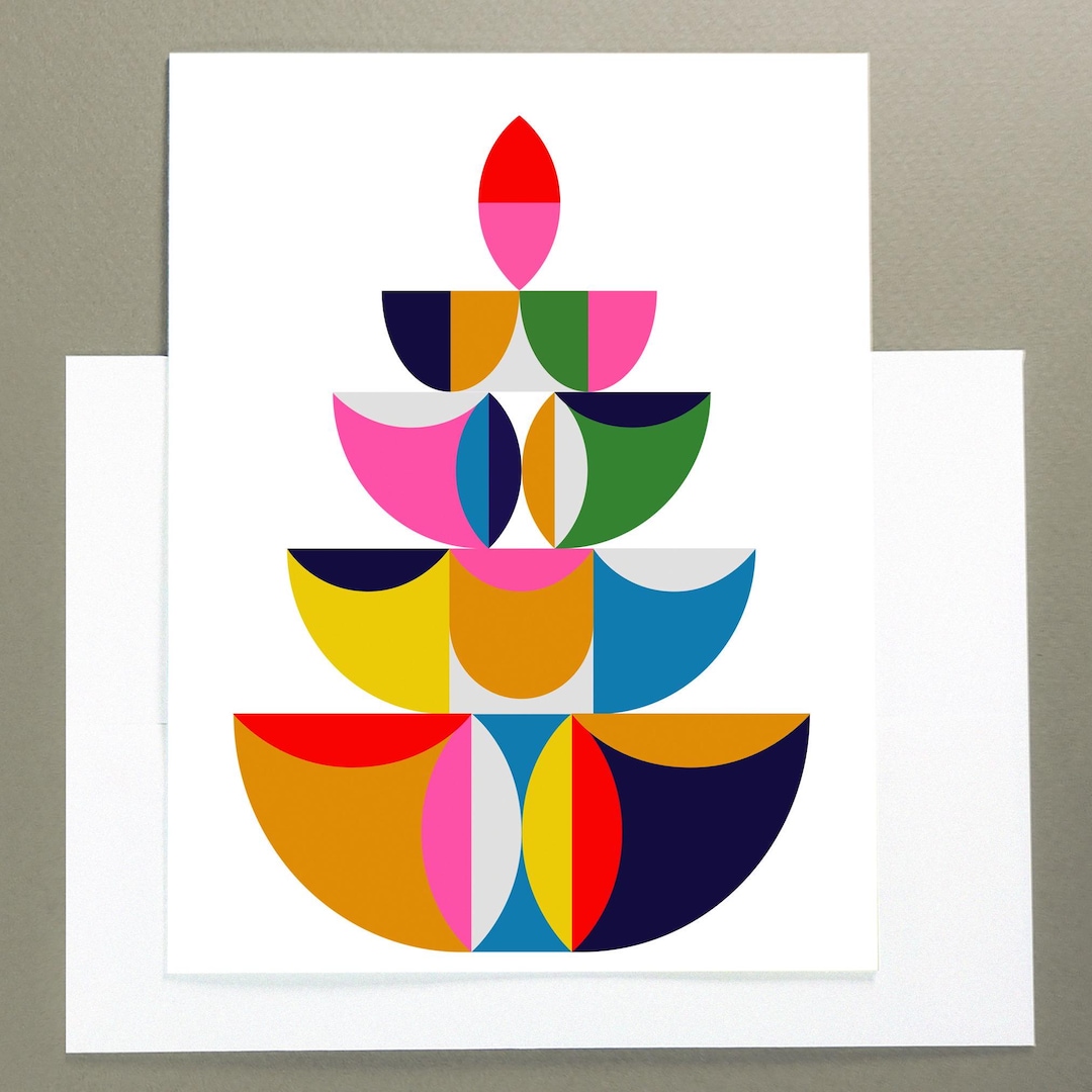 Mid-century Modern Christmas Card: Abstract Colorful Tree - Etsy
