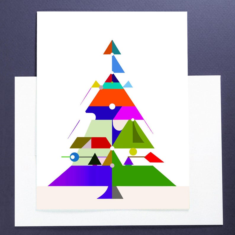 Abstract Christmas Card: Colorful Mid-century Modern Holiday Tree - Etsy