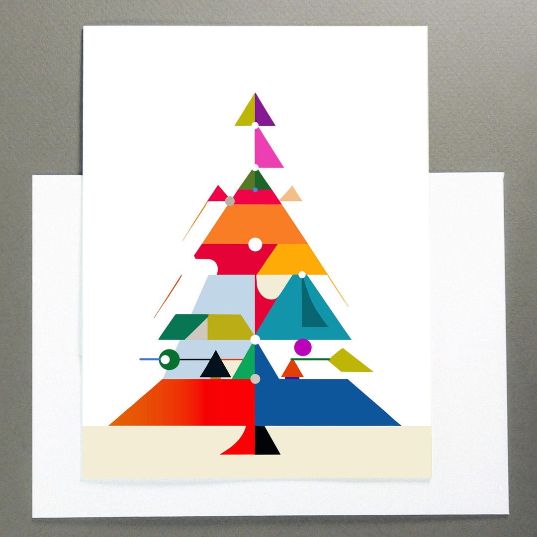 Abstract Christmas Card: Colorful Mid-century Modern Holiday Tree - Etsy