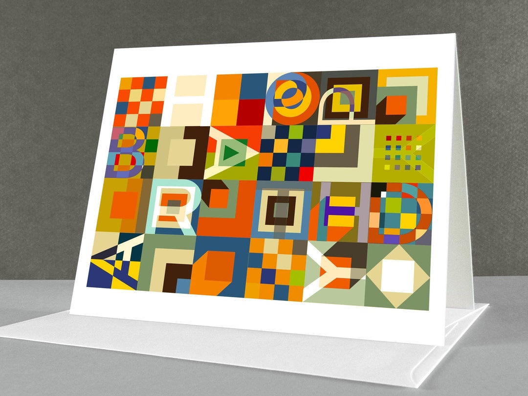 Birthday Card "alphabet Blocks No.1", Abstract Design, Mid-century ...
