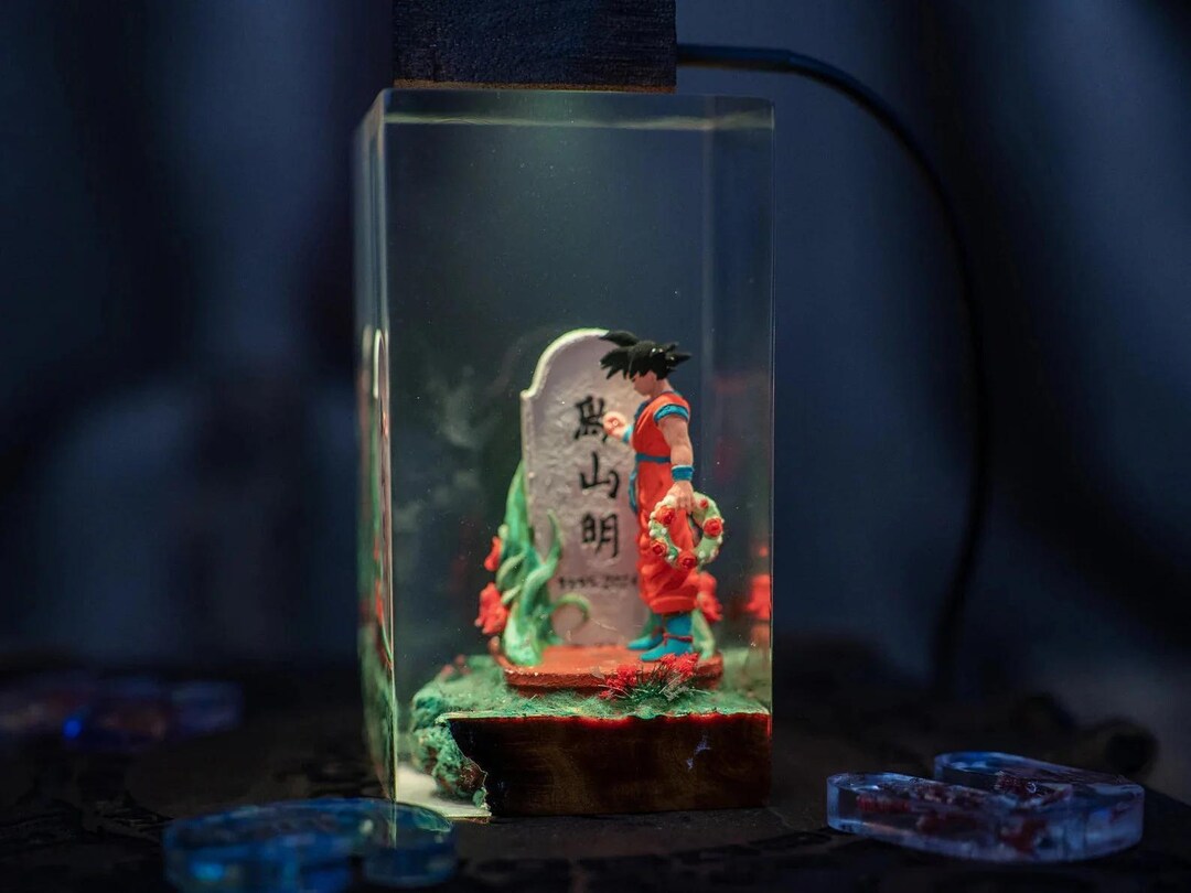 Goku Visiting Grandpa Gohan Resin Lamp Resin Epoxy Lamp, Handcrafted ...
