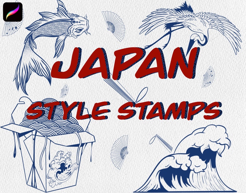 Japan Style Stamps for Procreate - Etsy
