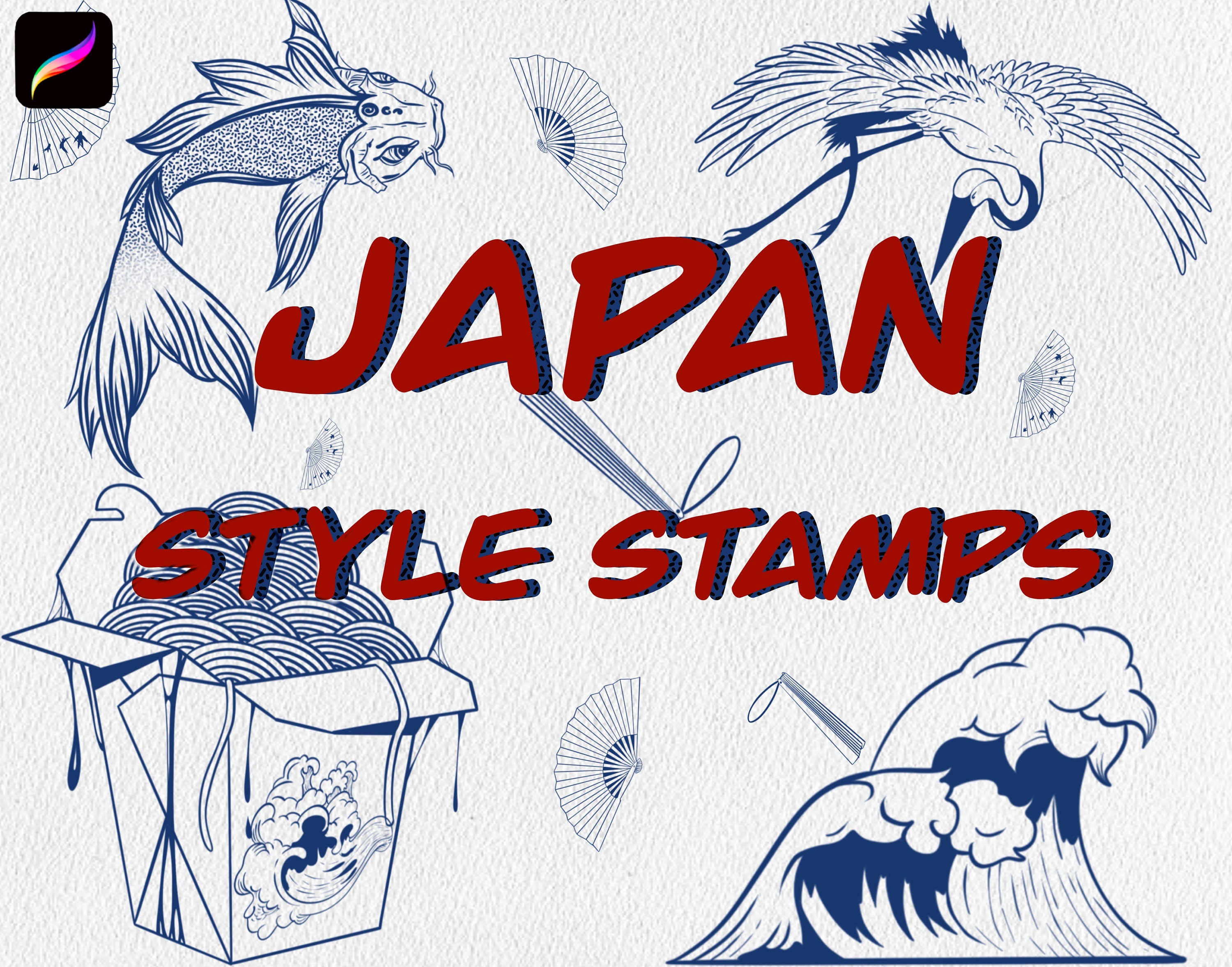 Japan Style Stamps for Procreate - Etsy
