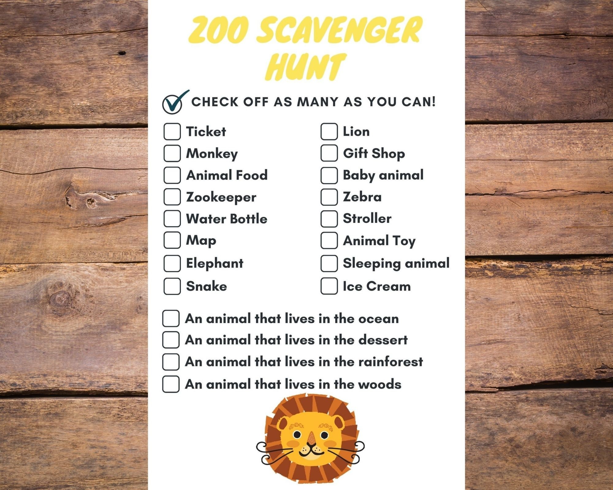Zoo Scavenger Hunt - Etsy