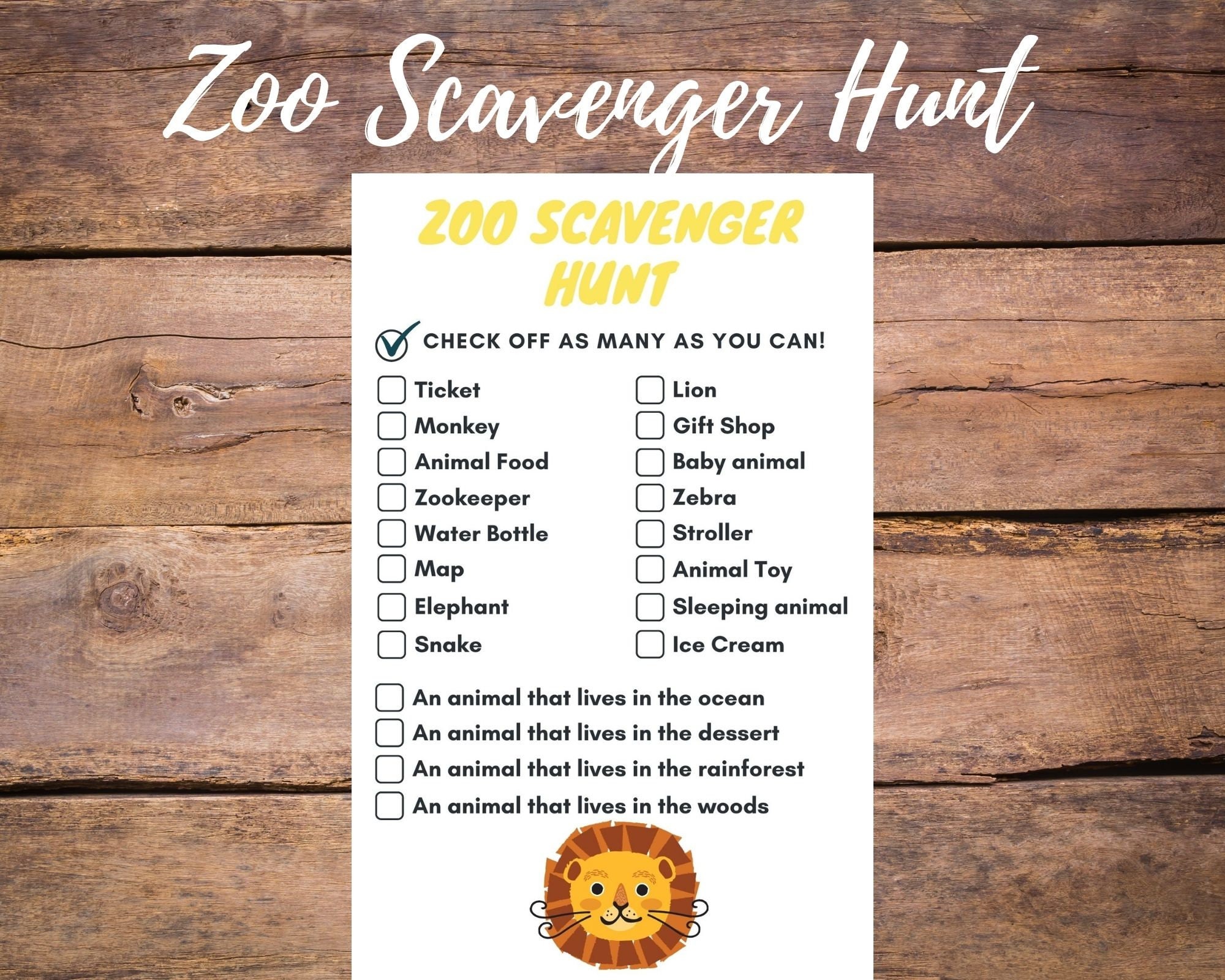 Zoo Scavenger Hunt - Etsy