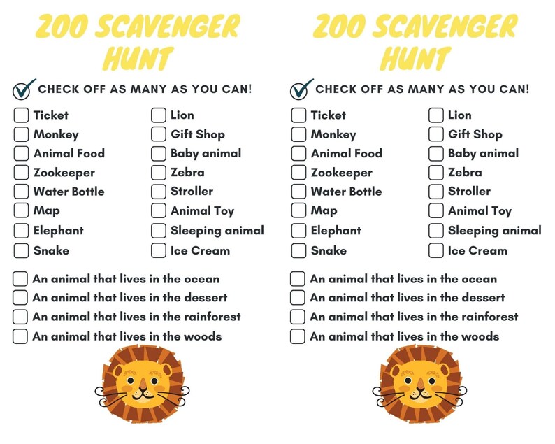 Zoo Scavenger Hunt - Etsy