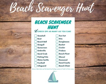 Beach Scavenger Hunt Printable Instant Download, Children's Summer ...