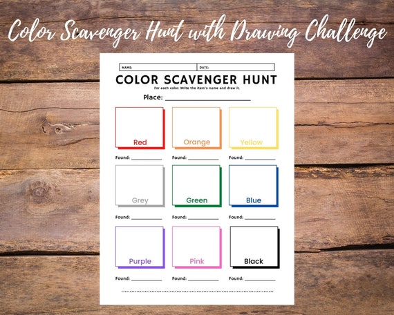 Printable Color Scavenger Hunt and Drawing Worksheet for Kids - Etsy