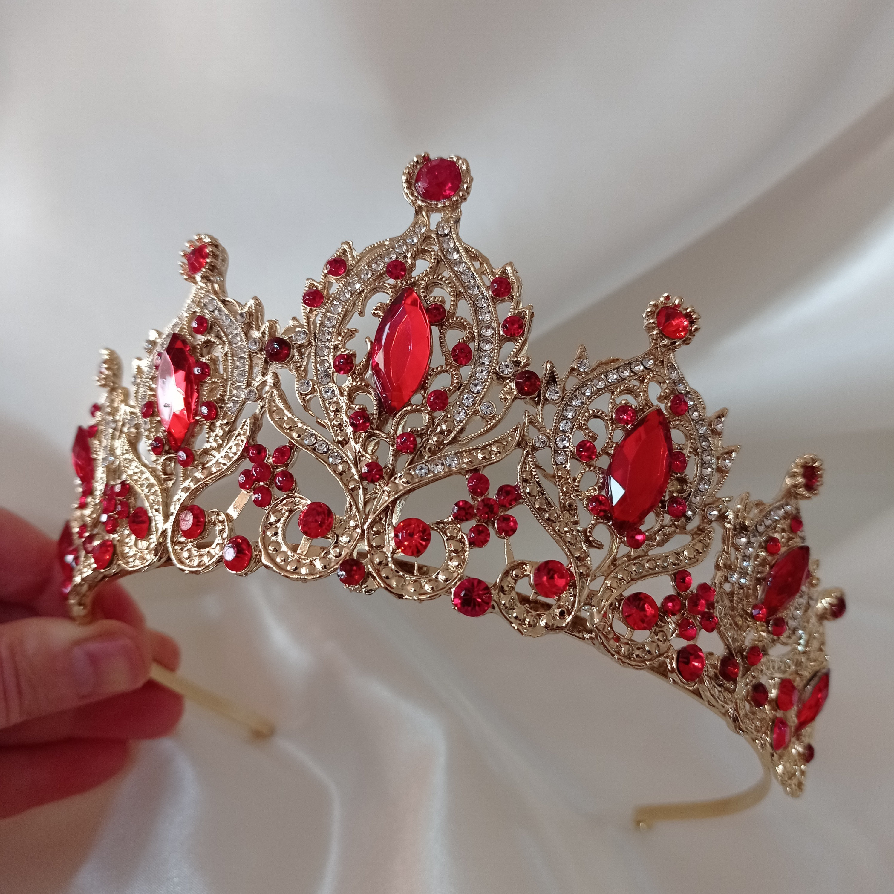 Red Bridal Tiarawedding Tiara Swaroski Tiaracrystal Wedding - Etsy