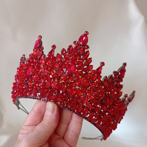 Red Crown, Bridal Crown, High Crystal Tiara, Royal Crown, Wedding ...
