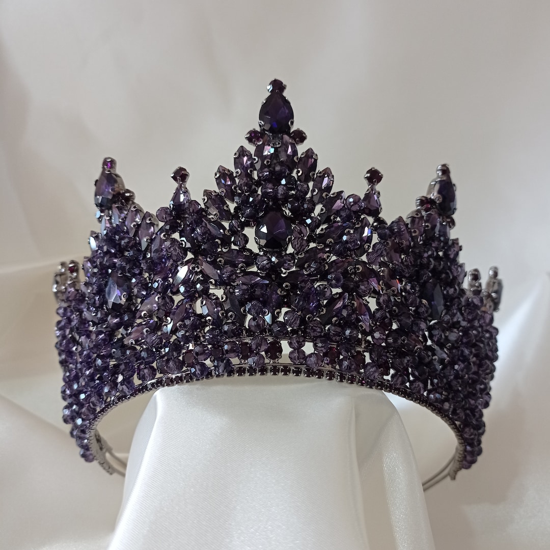 Wedding Tiaras, Bridal Tiara, Purple Crown, High Crystal Tiara, Clear ...