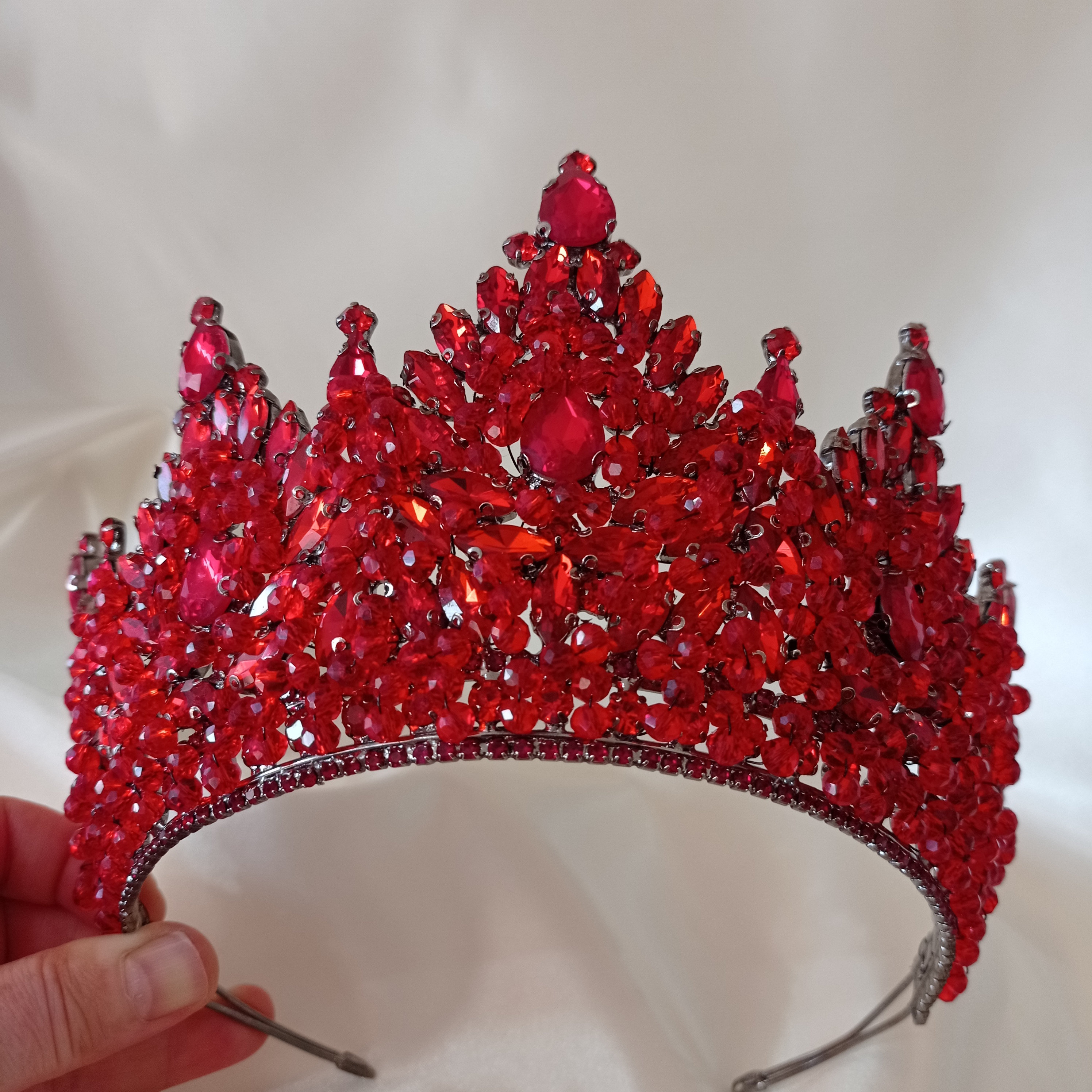 Red Crown, Bridal Crown, High Crystal Tiara, Royal Crown, Wedding ...