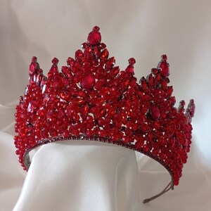 Red Crown, Bridal Crown, High Crystal Tiara, Royal Crown, Wedding ...