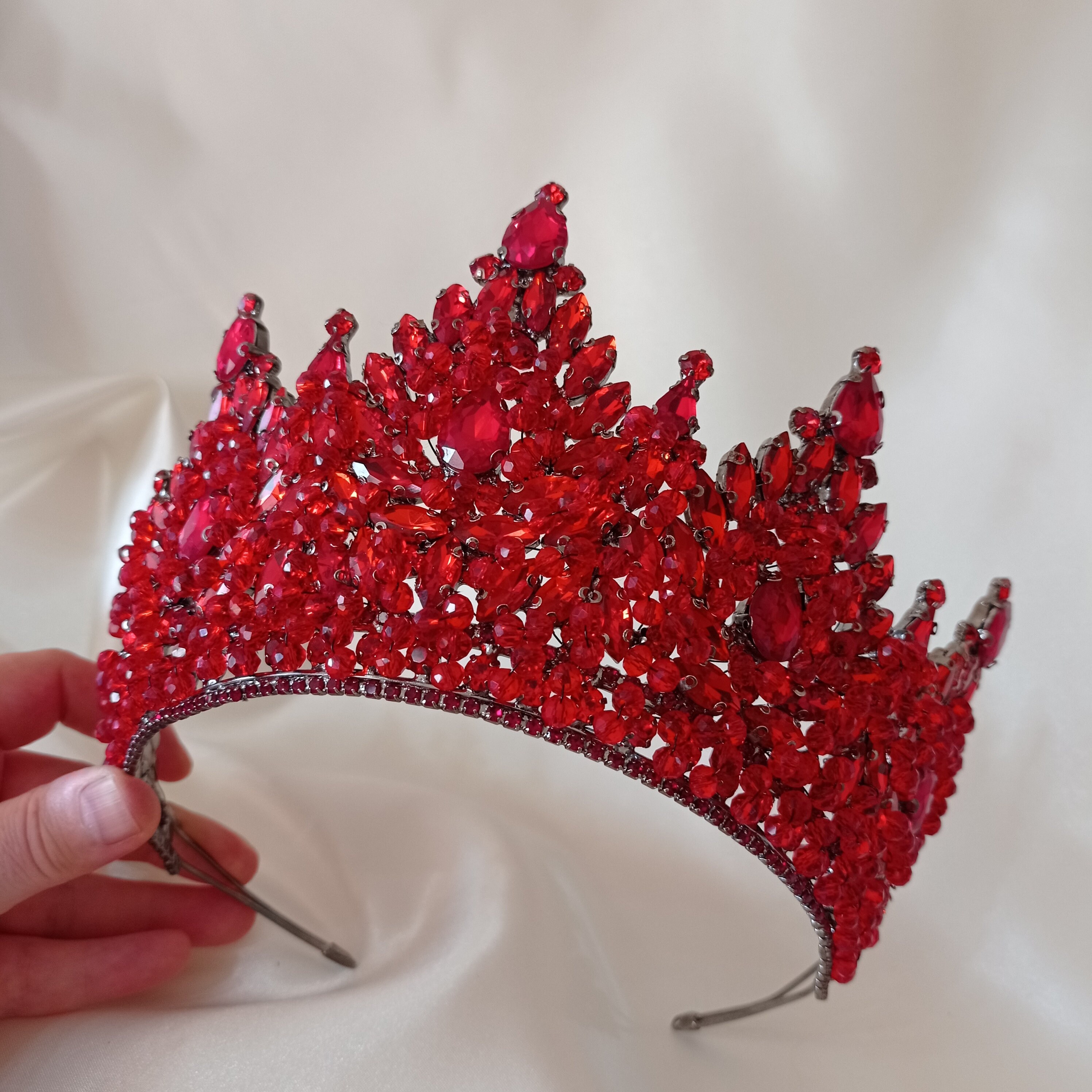 Red Crown, Bridal Crown, High Crystal Tiara, Royal Crown, Wedding ...