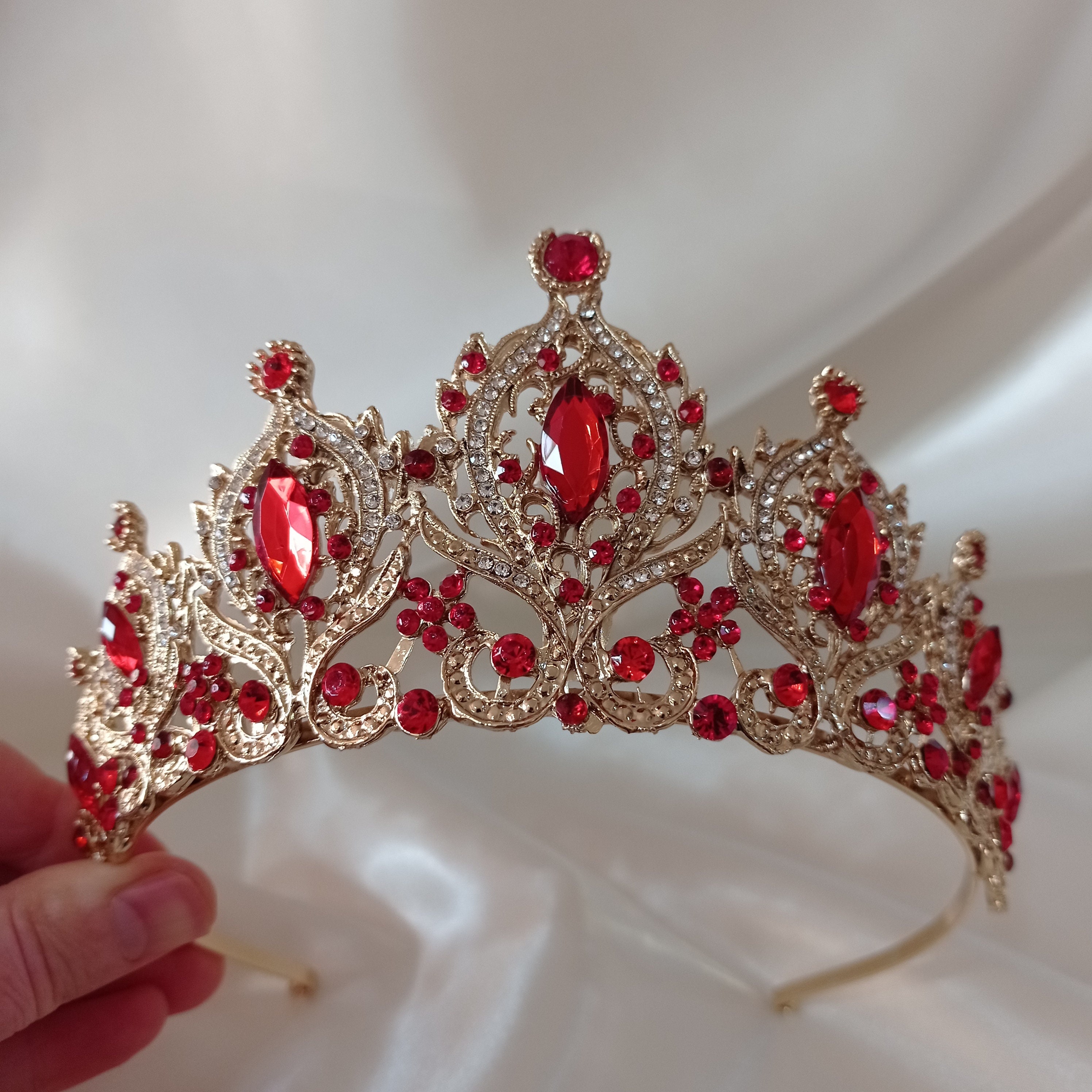 Red Bridal Tiara wedding Tiara Swaroski Tiara crystal Wedding Tiara crystal Wedding Crown Etsy